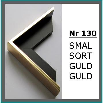 Nr 130 Smal Sort Guld Guld - Smalle svæverammer - Maktub.dk